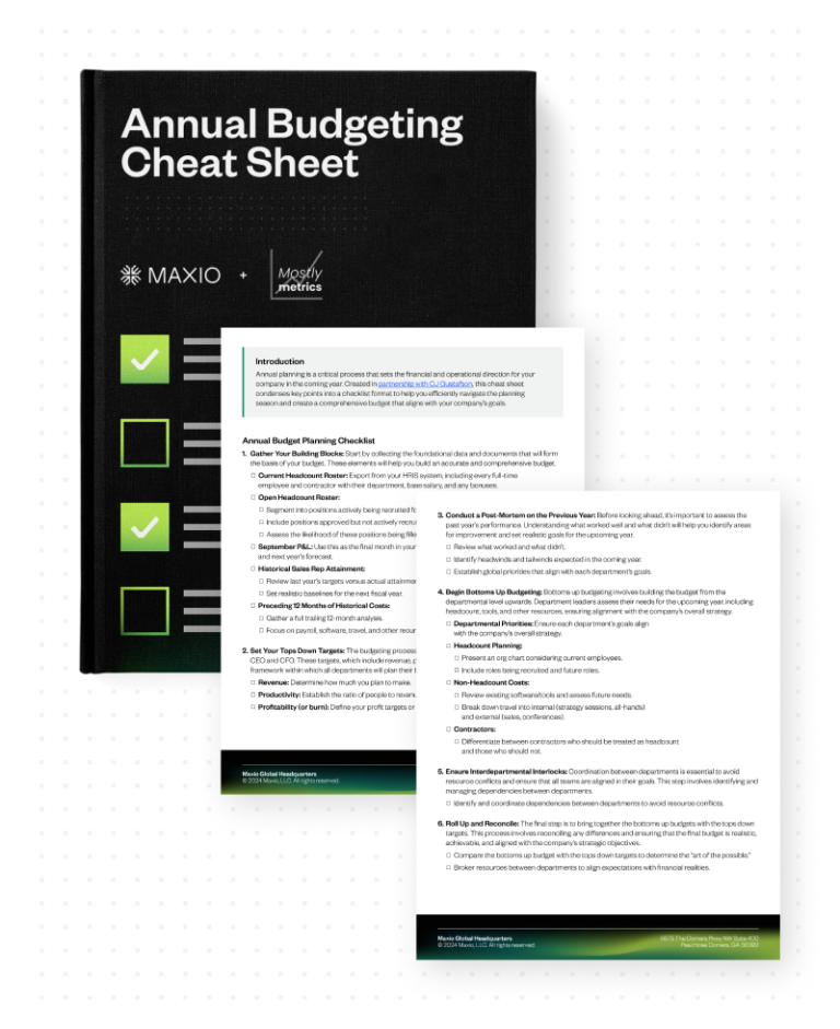 Annual Budget Planning Cheat Sheet | Maxio