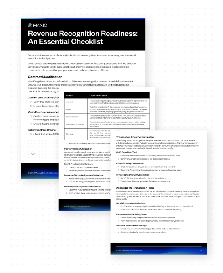 Revenue Recognition Checklist | Maxio